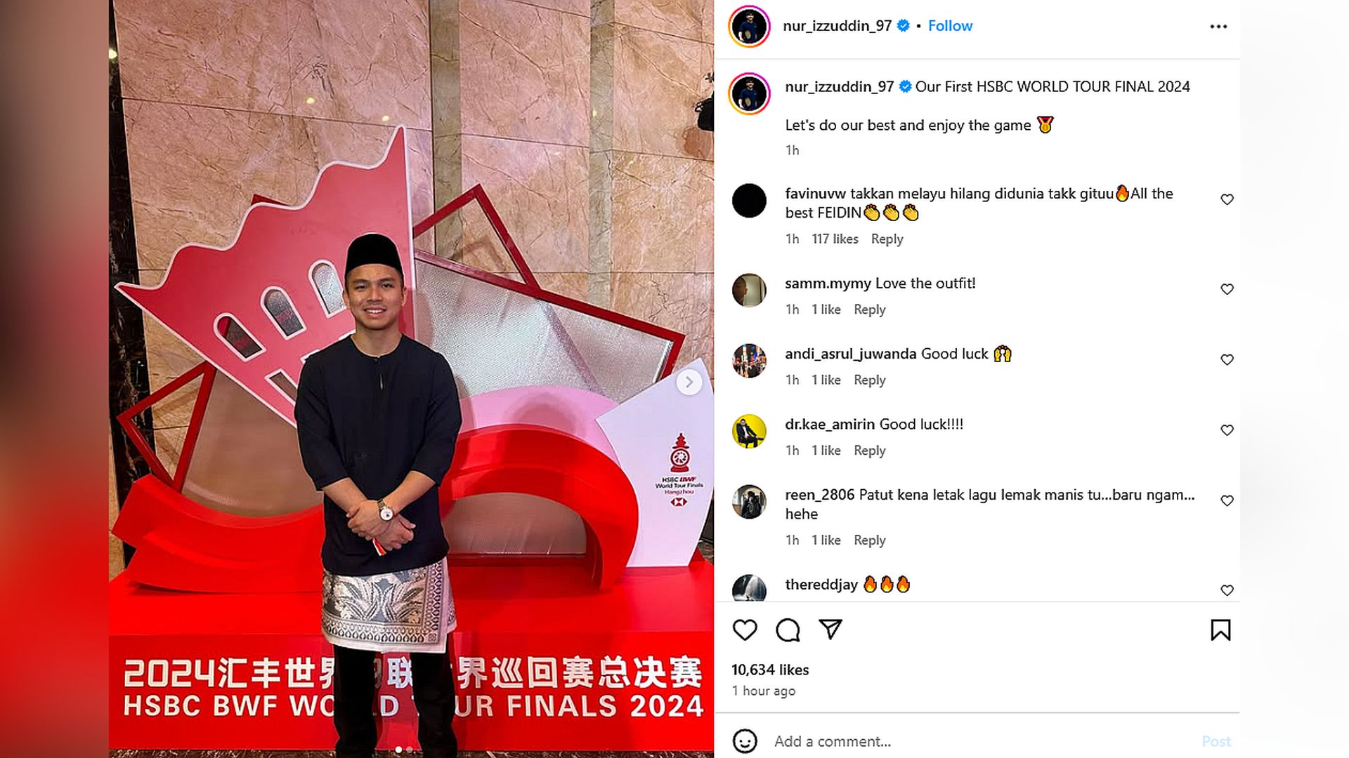 Jelajah Akhir BWF: Izzuddin Rumsani segak berbaju melayu di Hangzhou ...