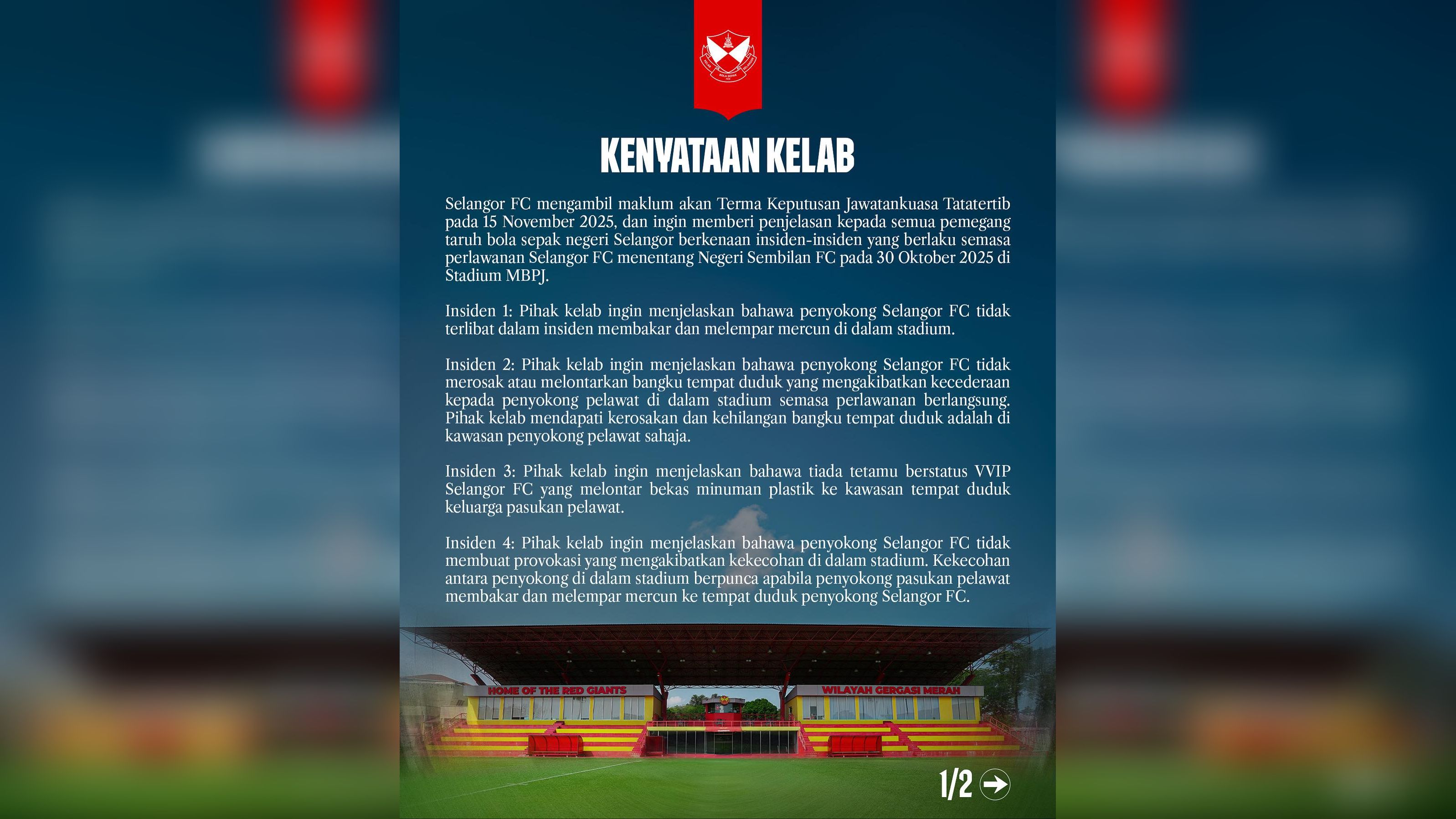 Selangor perjelas empat insiden semasa aksi Selangor-Negeri Sembilan ...