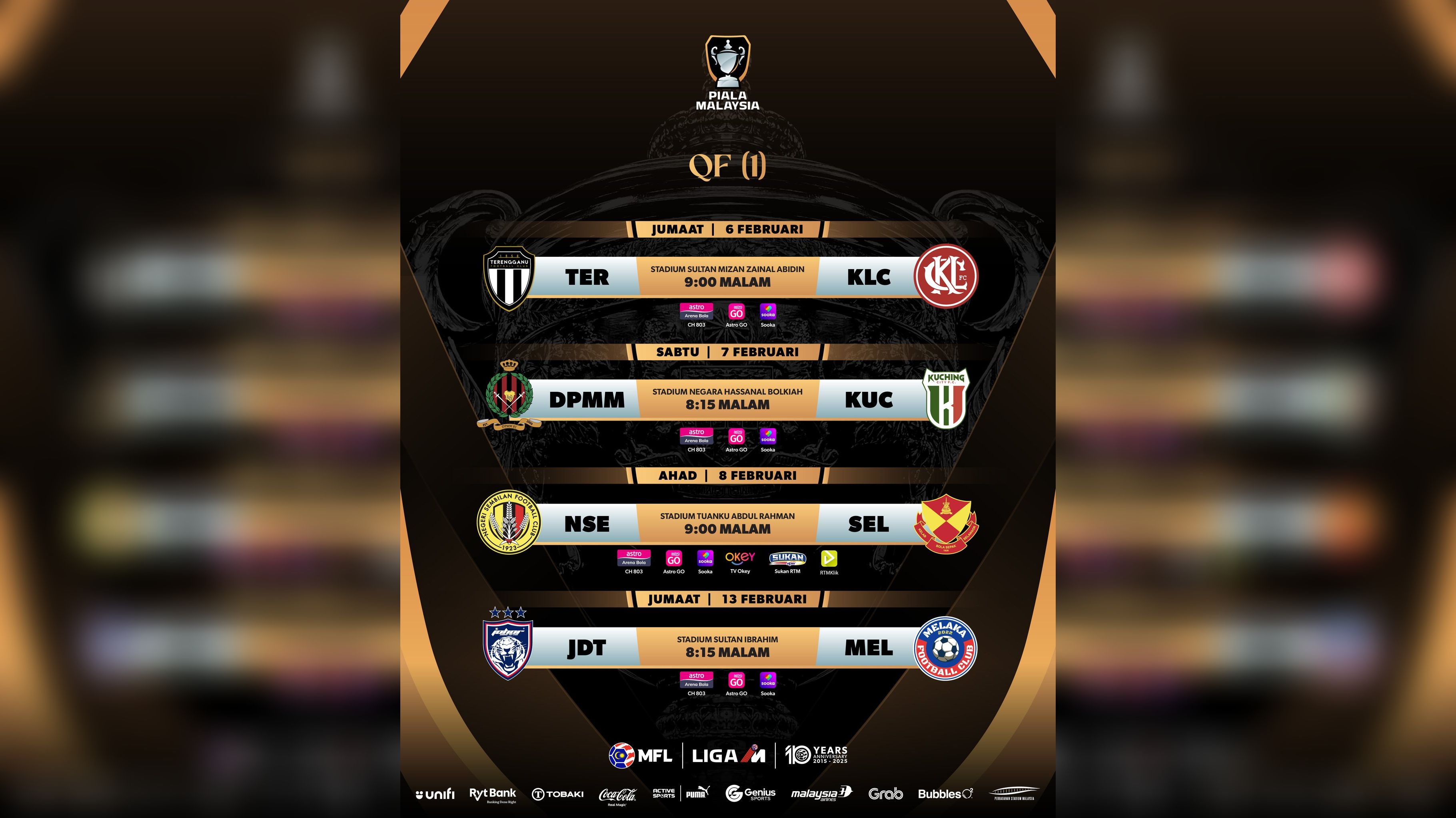 Info Siaran Langsung (Live Streaming) Suku Akhir Pertama Piala Malaysia ...