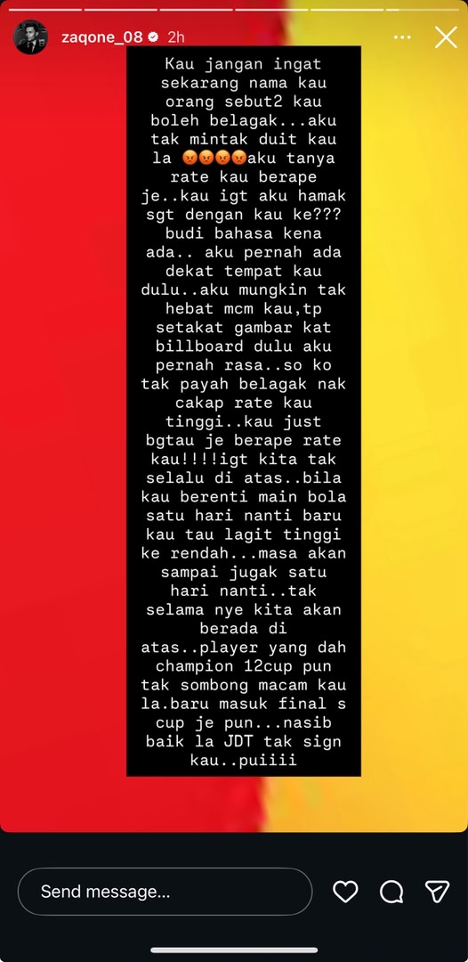 IG Story panas Zaquan Adha cetus tanda tanya -- Siapa pemain yang ...